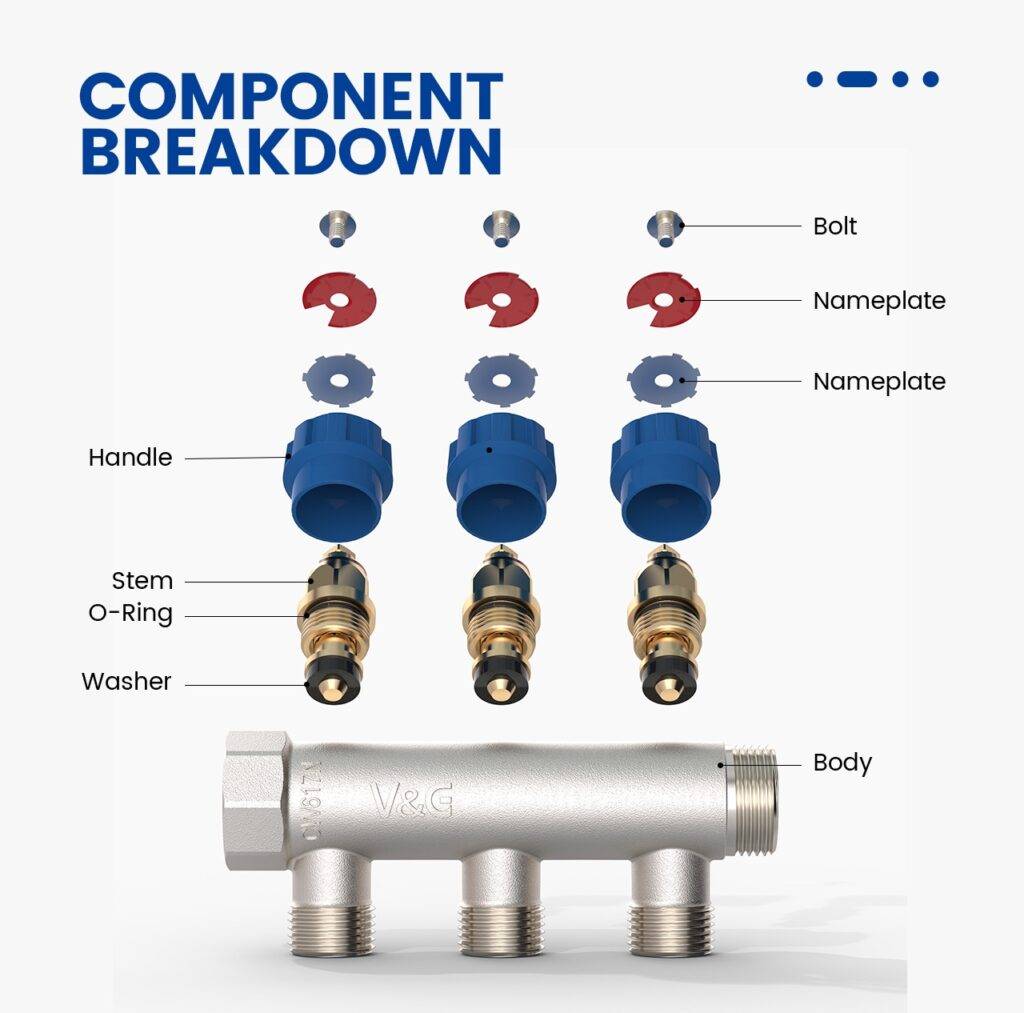 Brass Manifold with Male Thread Ends - V&G Valogin